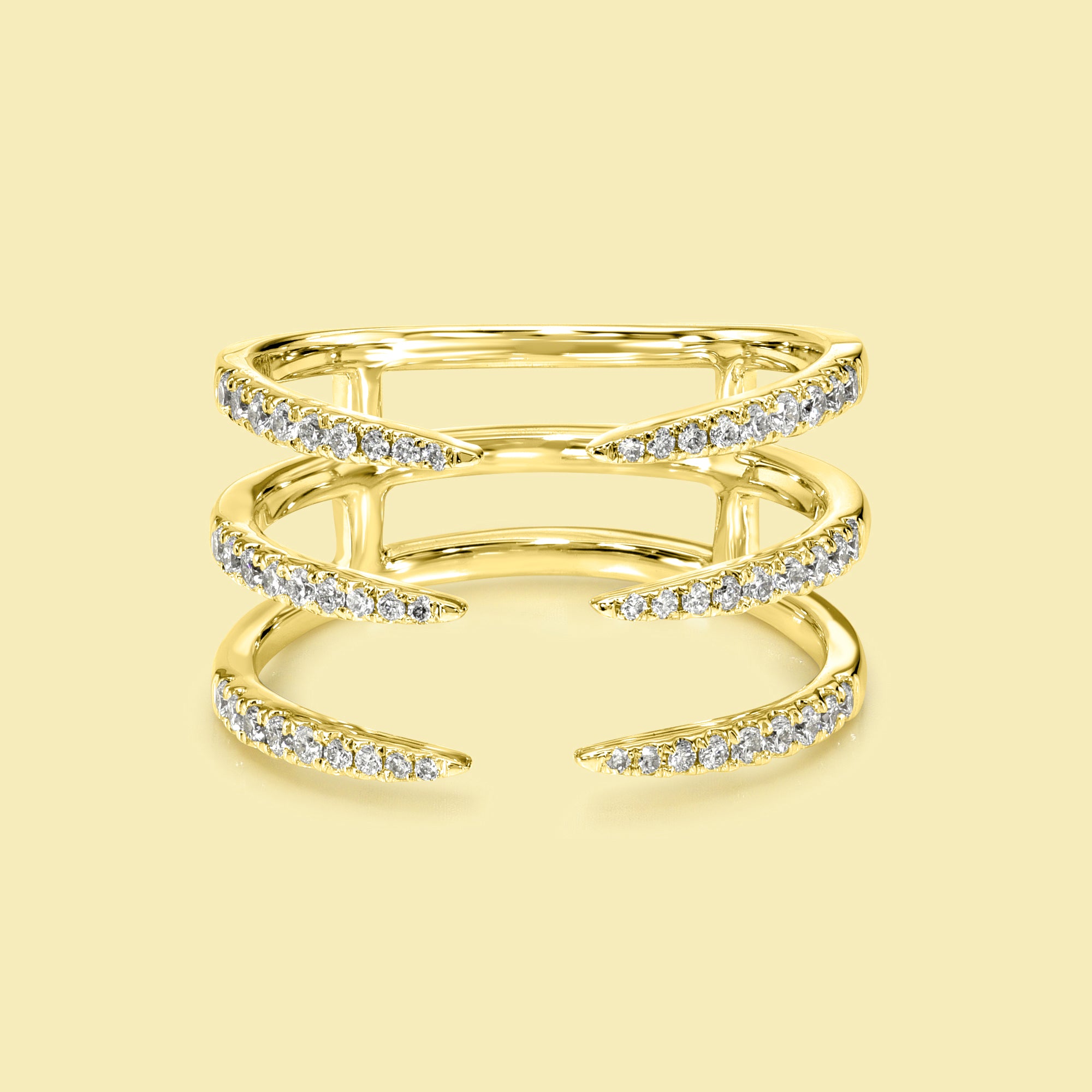 Stackable Graduated Bypass Diamond Wrap Band | Earthena Jewelry