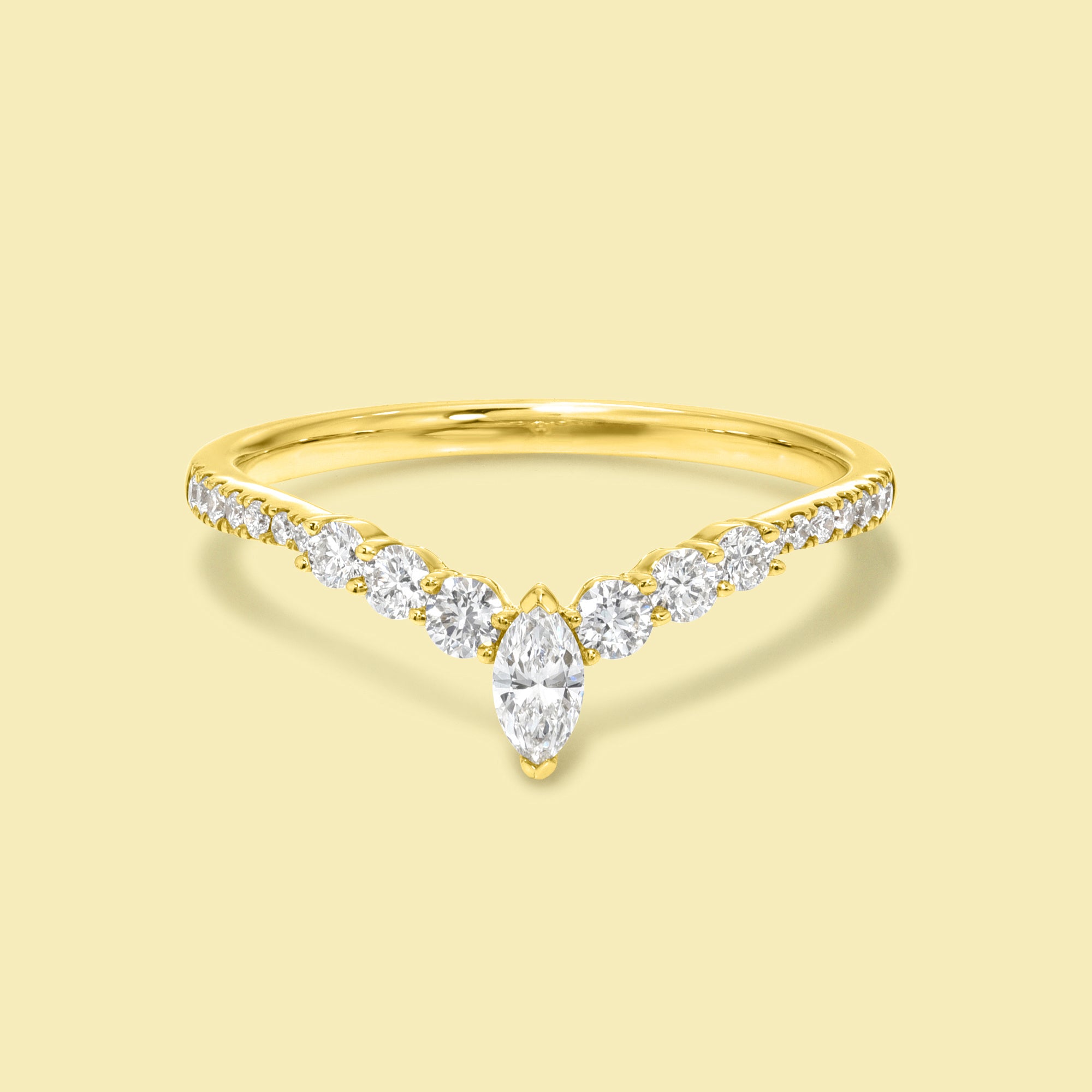 Audrey Stackable V-shaped Curved Diamond Band | Earthena Jewelry