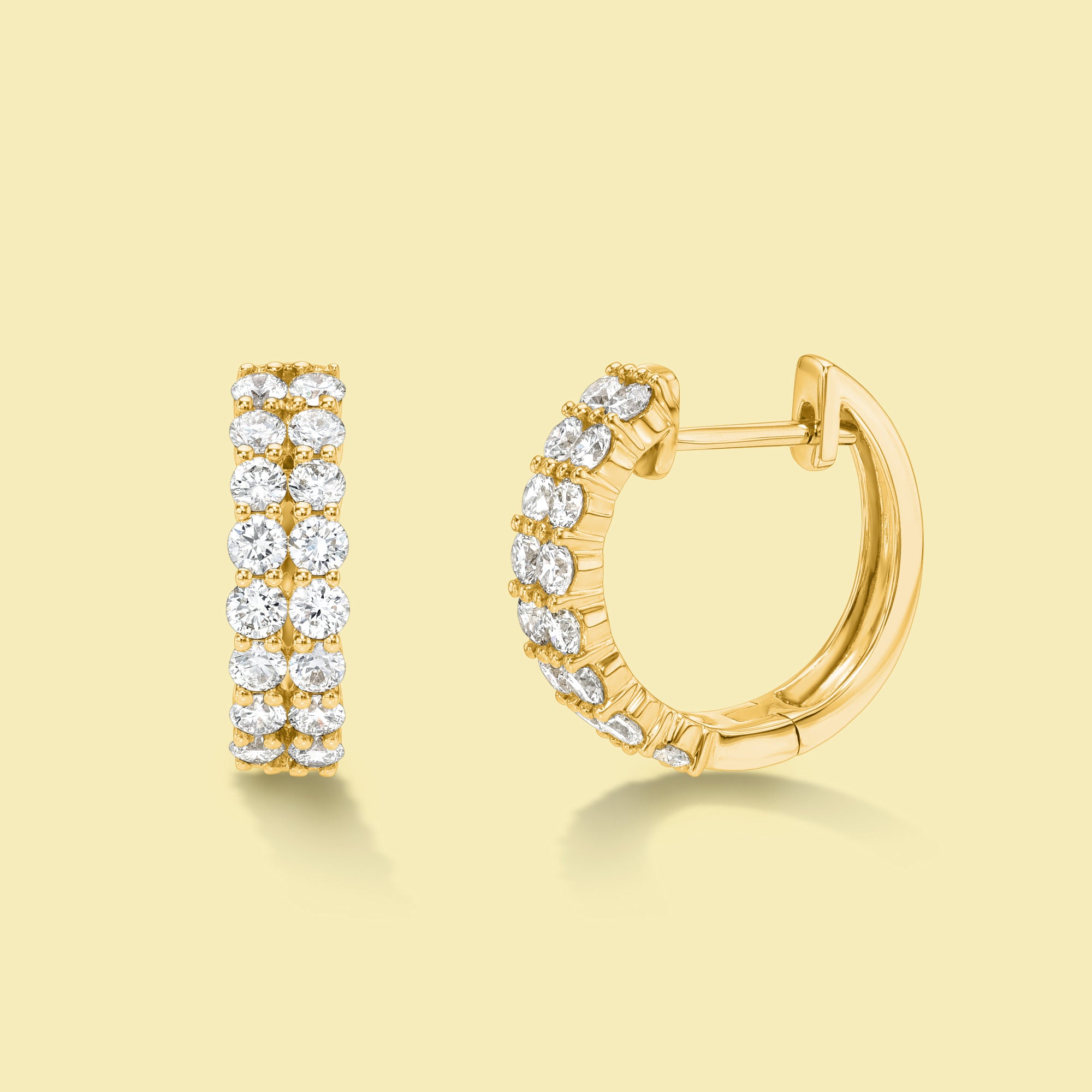 Stackable Double Row Huggie Diamond Earrings | Earthena Jewelry