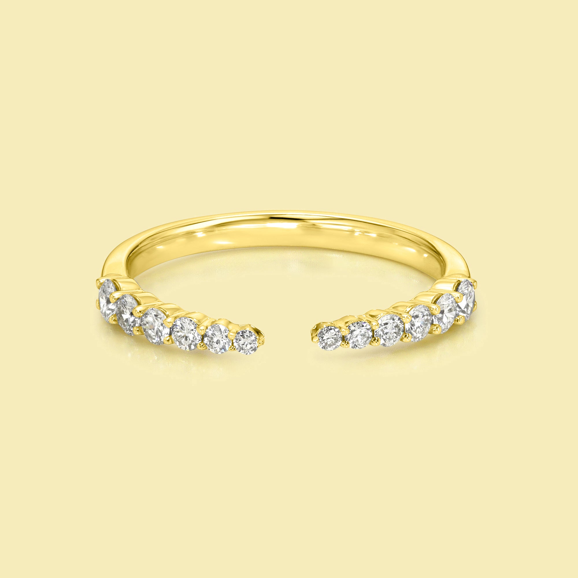 Stackable Graduated Open Cuff Diamond Band | Earthena Jewelry