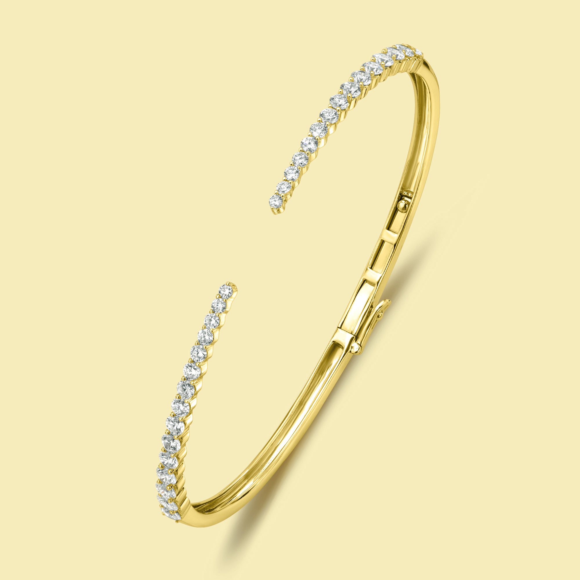 Stackable Graduated Open Cuff Diamond Bangle | Earthena Jewelry
