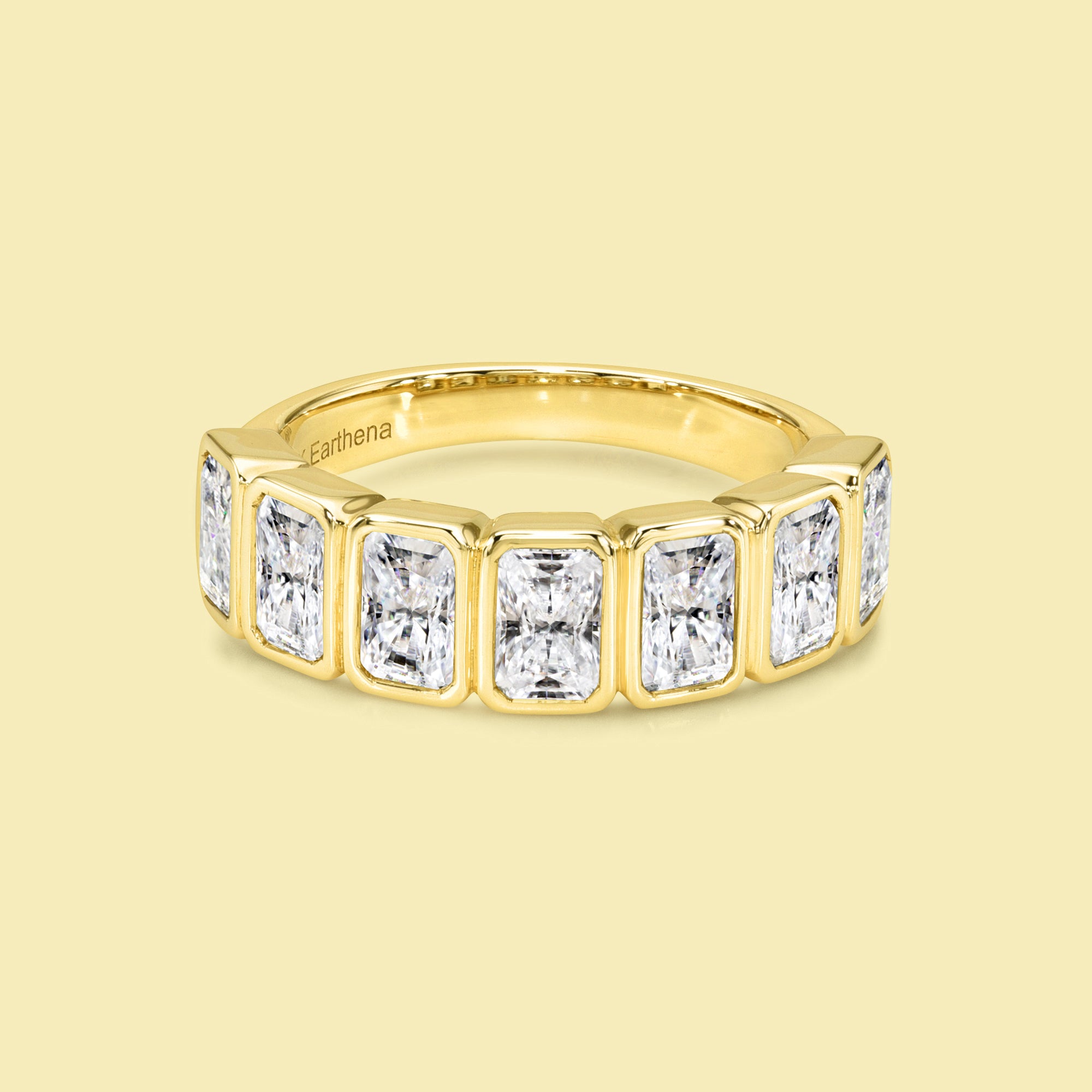 Radiant-cut Bezel-set Half-eternity Diamond Band | Earthena Jewelry