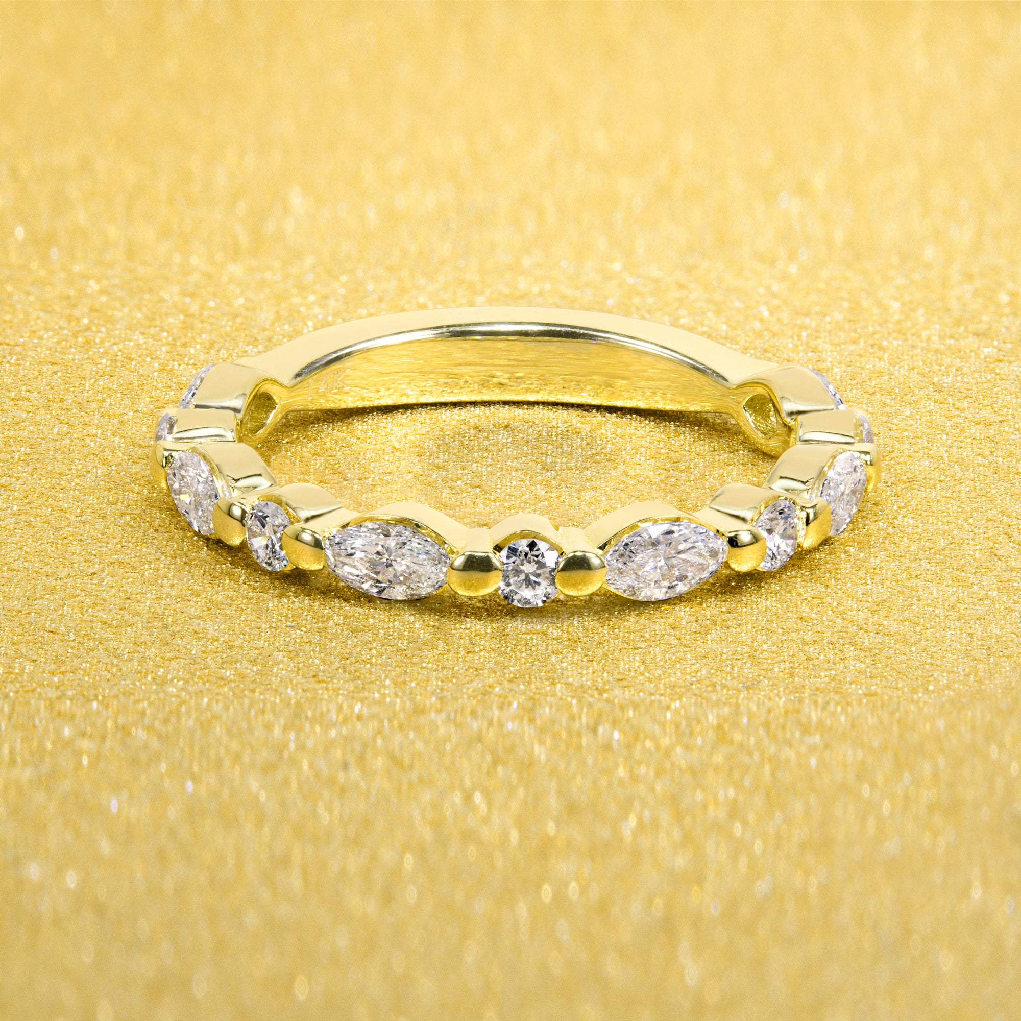 Floating Diamond Semi-Eternity Wedding Band | Earthena Jewelry