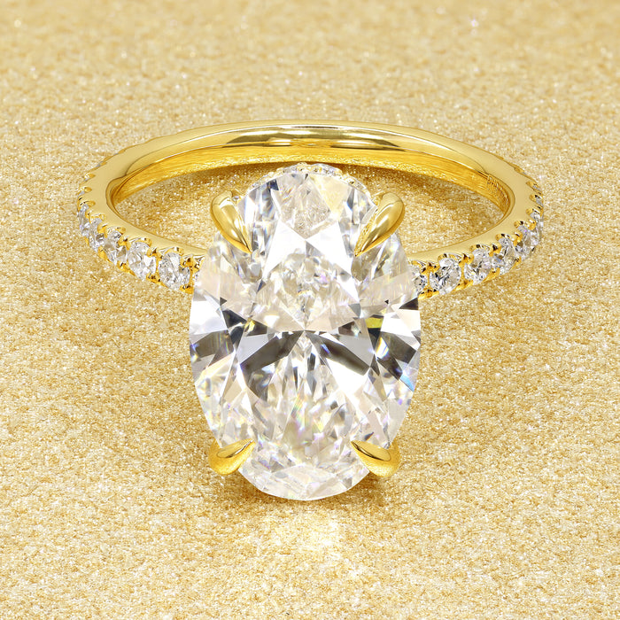 4ct Oval-cut Diamond Hidden Halo Engagement Ring | Earthena Jewelry