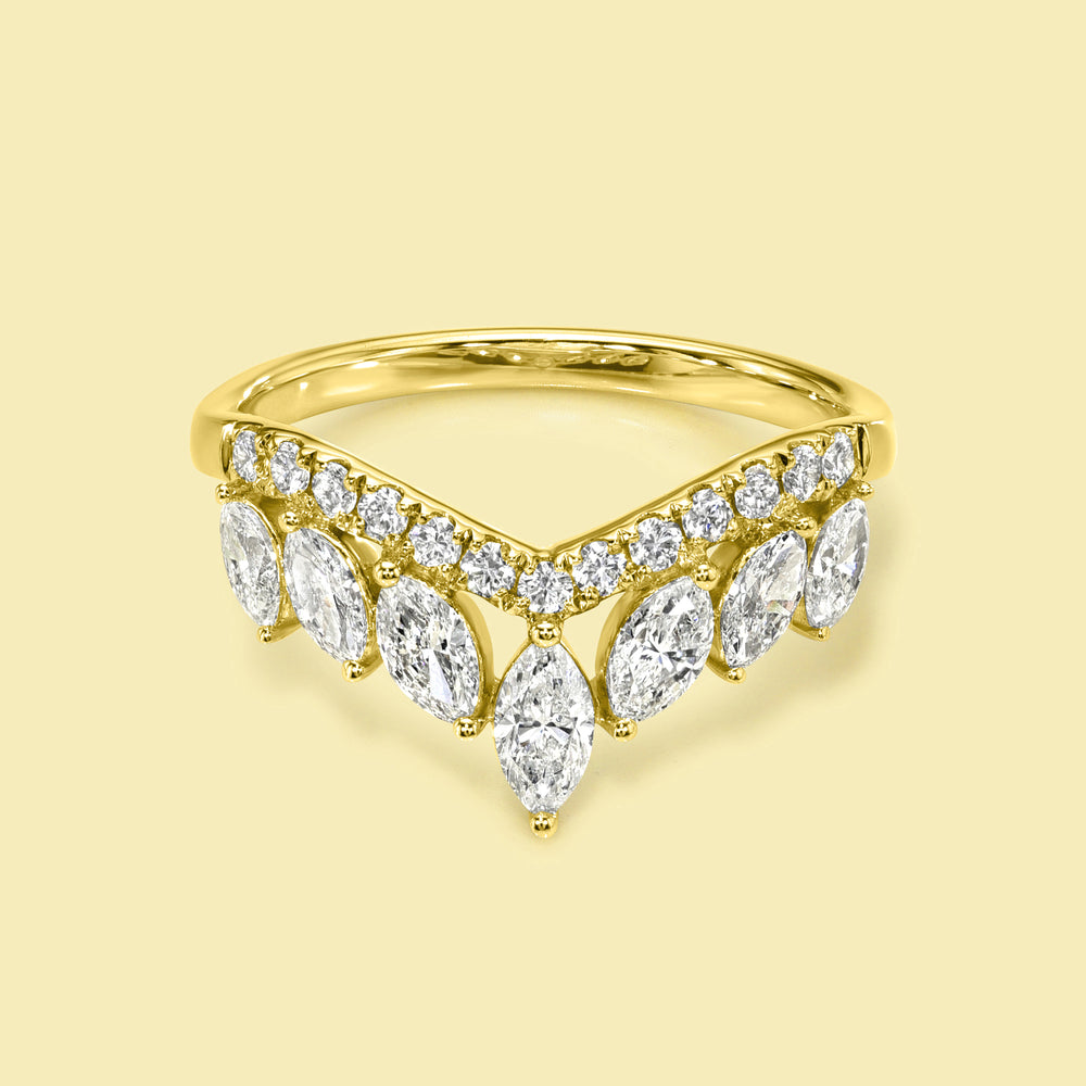 Stackable Double-row V-shaped Diamond Band | Earthena Jewelry