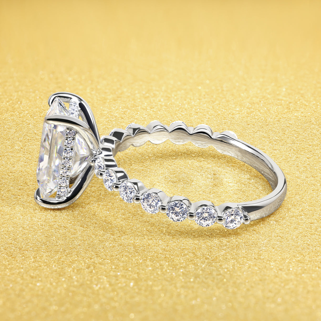 3ct Radiant-cut Hidden Halo Classic Engagement Ring | Earthena Jewelry