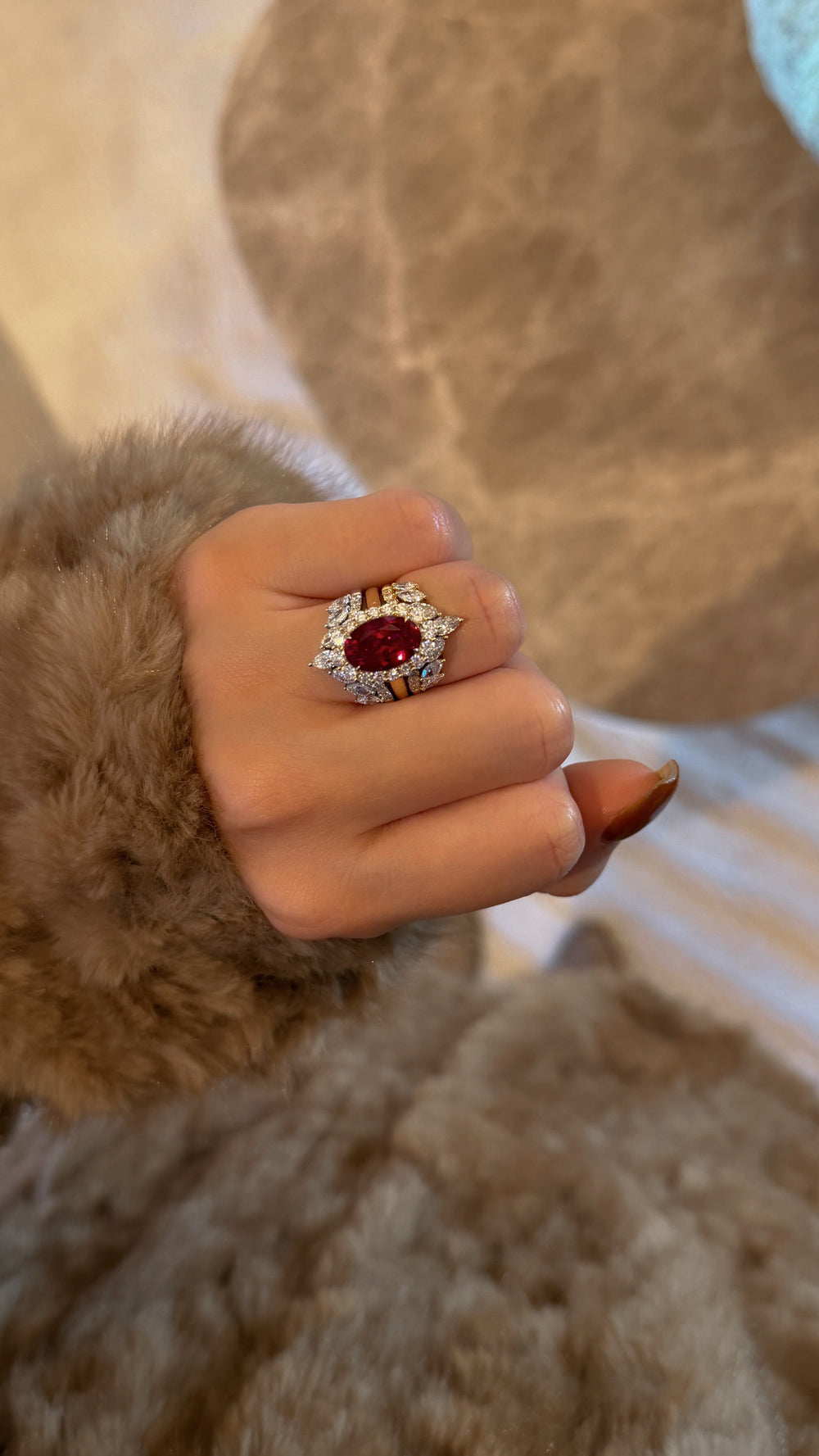Gloria 4ct Oval Ruby Isabella Trio Wedding Set | Earthena Jewelry